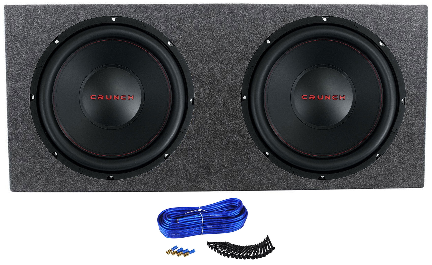 (2) Crunch CRW12D4 12" 800 Watt Car Audio Subwoofers+Sealed Sub Box ...