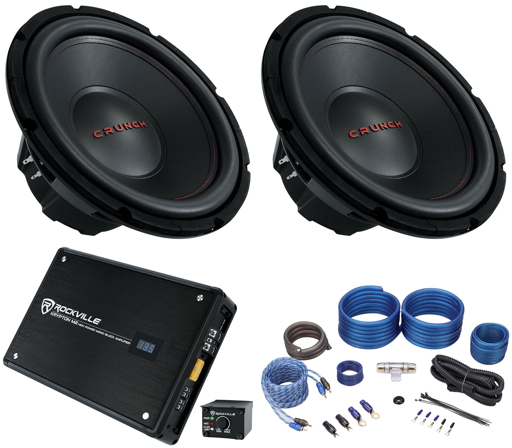 (2) Crunch CRW12D4 12" 800w Subwoofers DVC 4 Ohm Car Subs+Mono ...