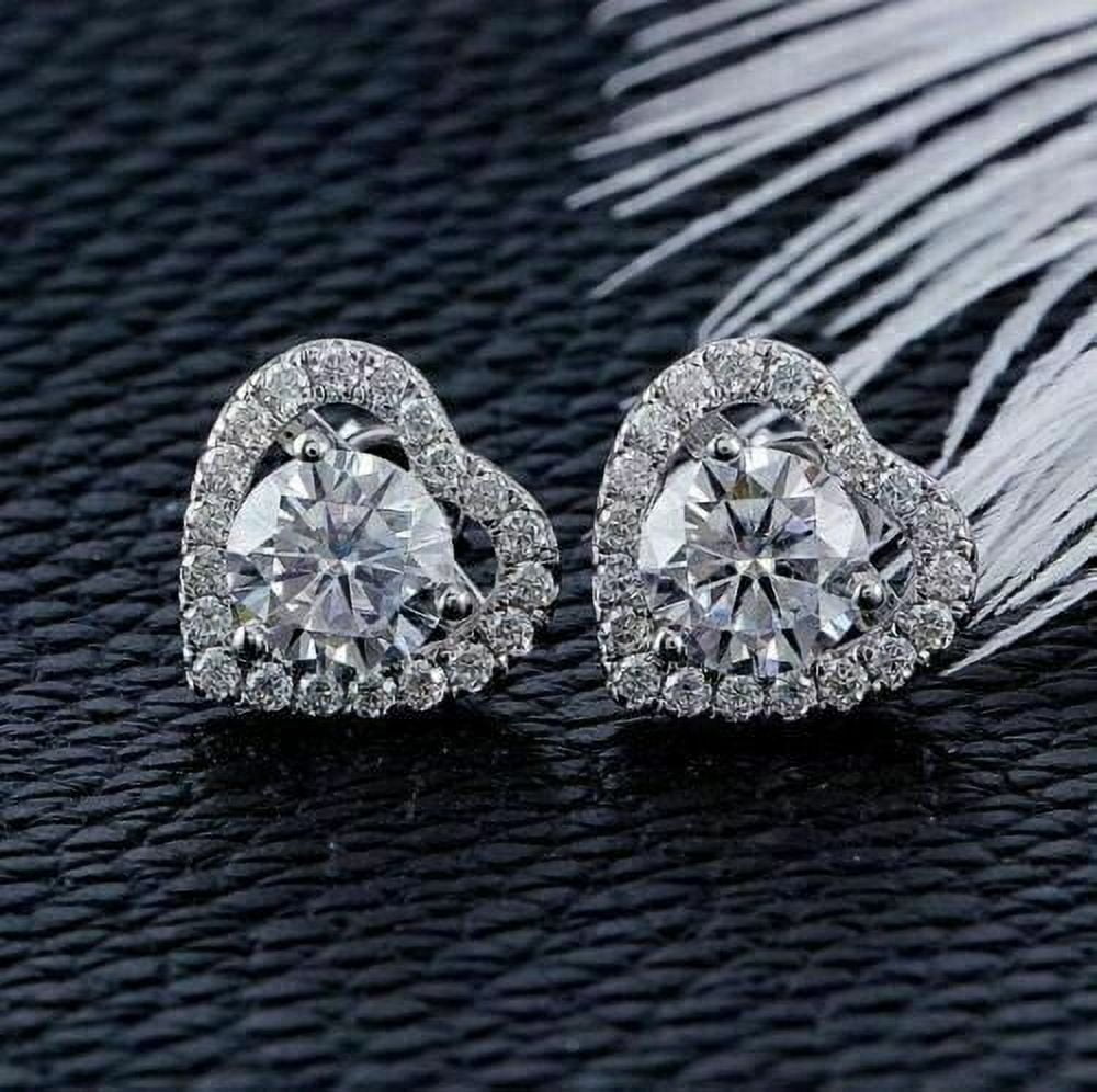 2 Ct Certified Round Shape Studs Diamond White Gold Finish Great Shine ...