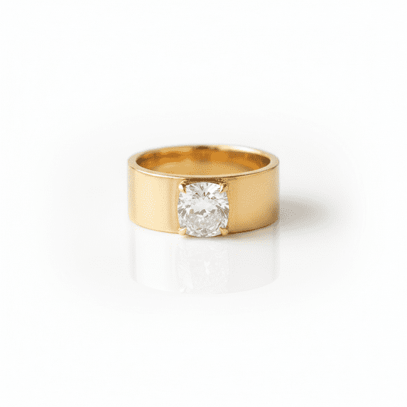 2 Ct Cushion Cut Diamond Engagement Ring, Solitaire Ring, Cigar Thick ...