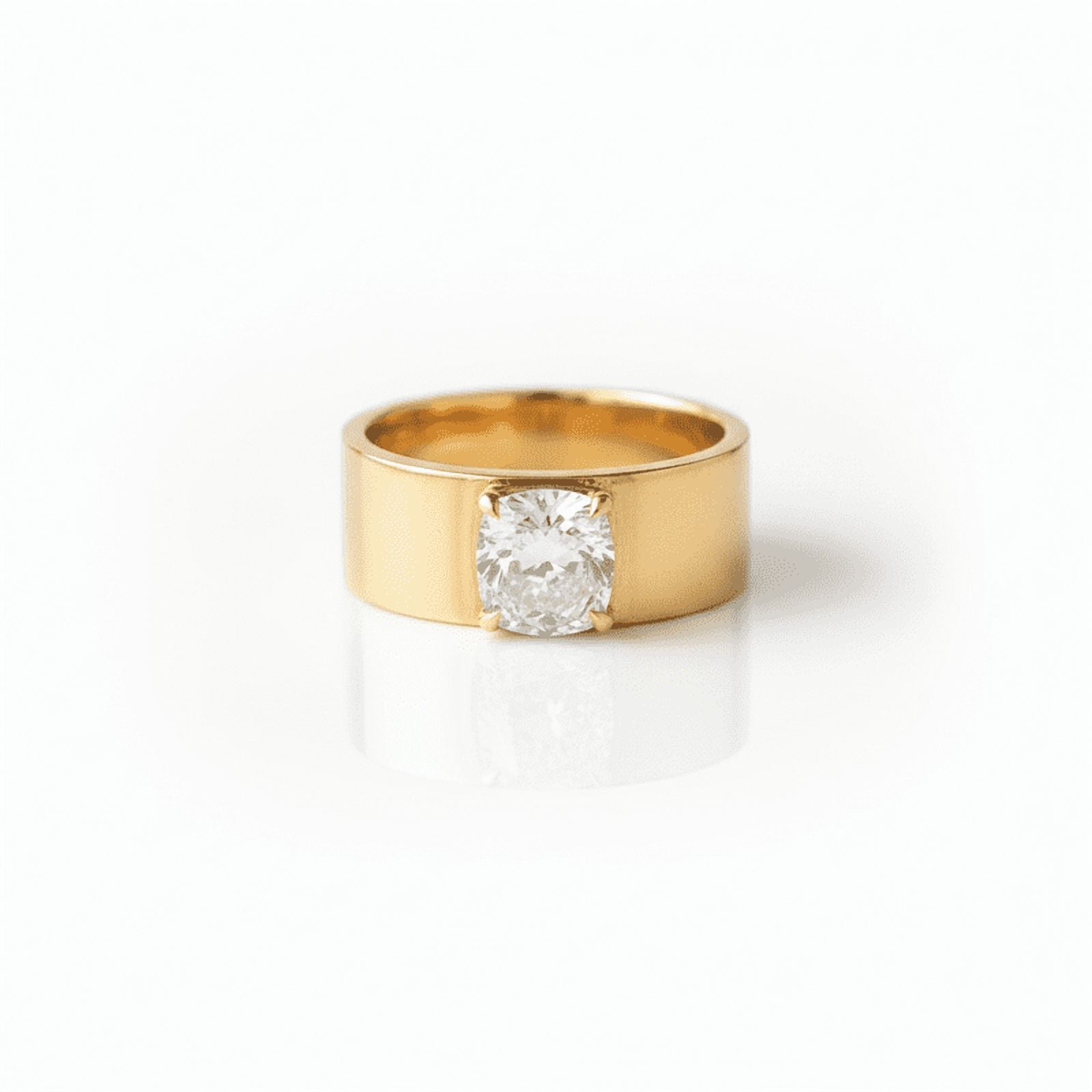 2 Ct Cushion Cut Diamond Engagement Ring, Solitaire Ring, Cigar Thick ...