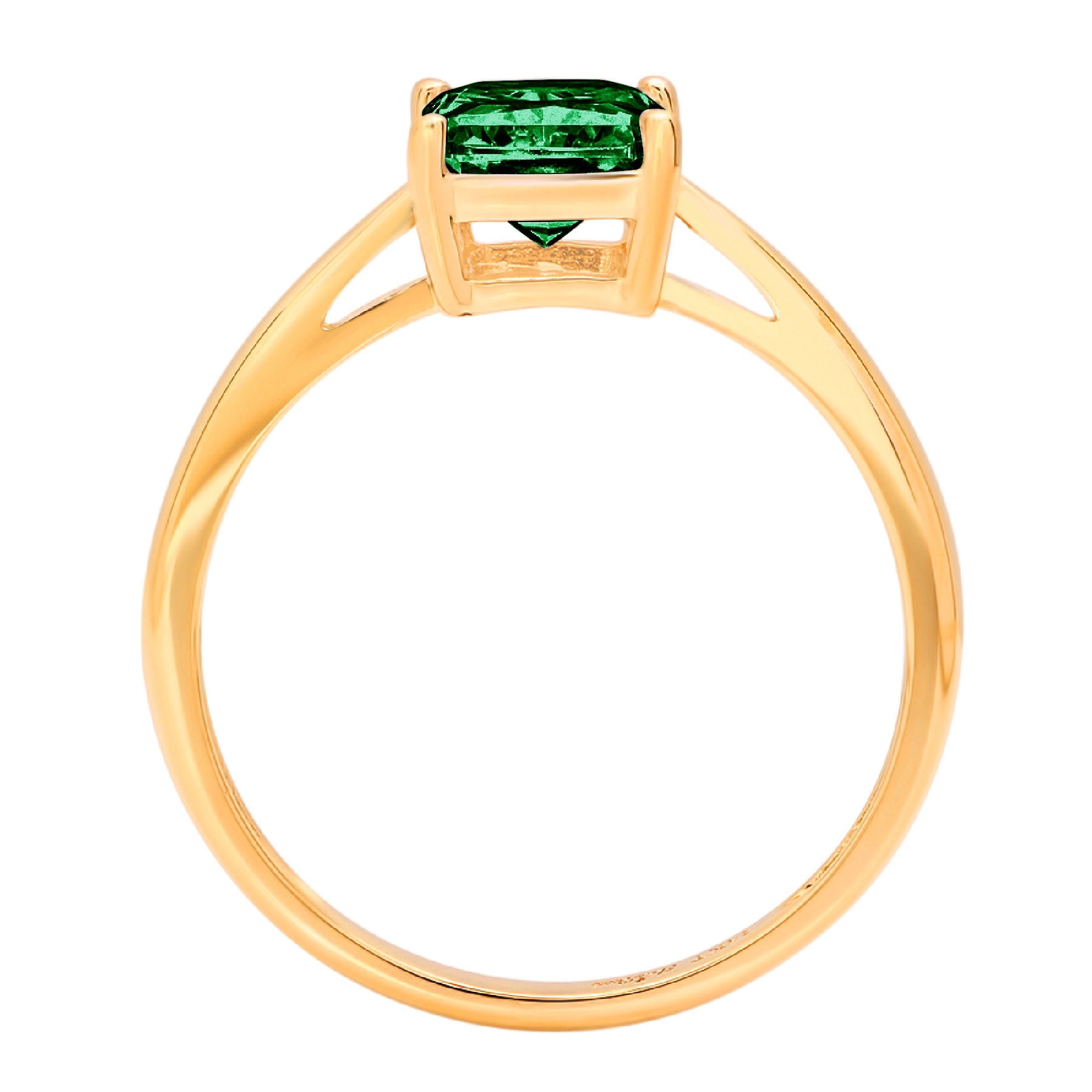 2 Ct Emerald Cut Emerald Solitaire Ring in Solid 18K Yellow Gold Size 4 ...