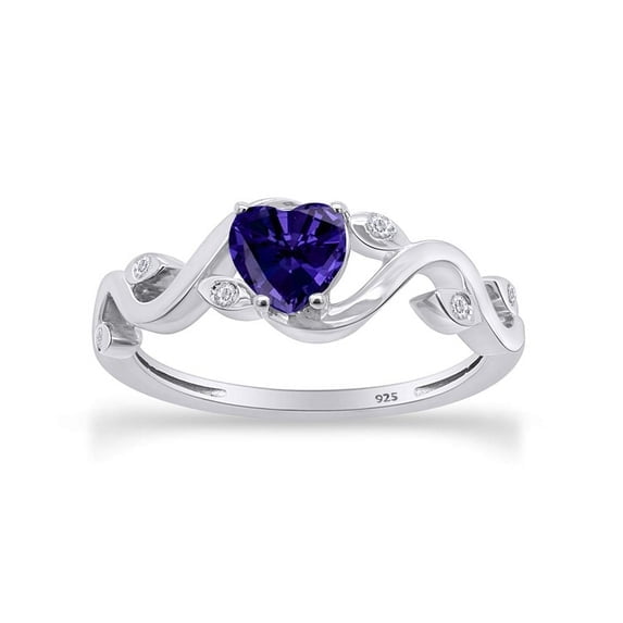 2 Ct Heart Simulated Alexandrite & Natural Diamond Accent Leaf Heart ...