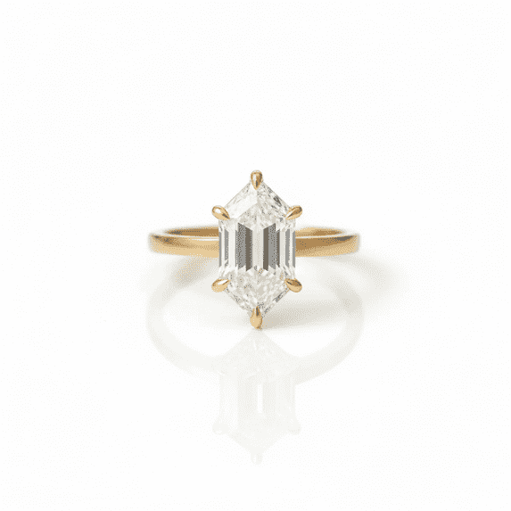 2 Ct Hexagon Cut Solitaire Diamond Stackable Ring, Engagement Ring ...