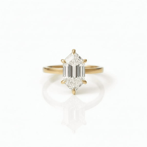 2 Ct Hexagon Cut Solitaire Diamond Stackable Ring, Engagement Ring ...