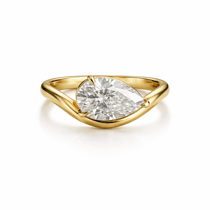 2 Ct Pear Cut Solitaire Stackable Ring, Prong Set Engagement Ring ...