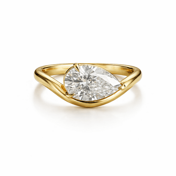 2 Ct Pear Cut Solitaire Stackable Ring, Prong Set Engagement Ring ...