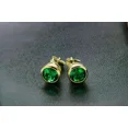 2 Ct Round Cut Created Green Emerald Bezel Set Stud Earrings 14K Yellow ...