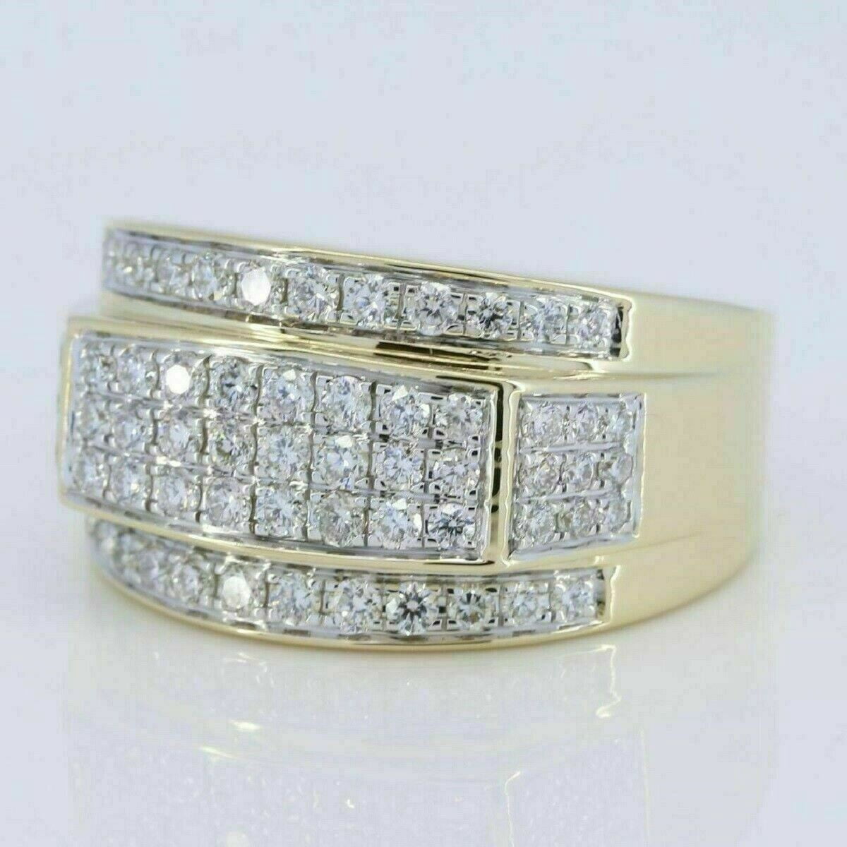 2 Ct Round Cut Diamond Men's Lab Created Pinky Band Ring 14k Yellow ...