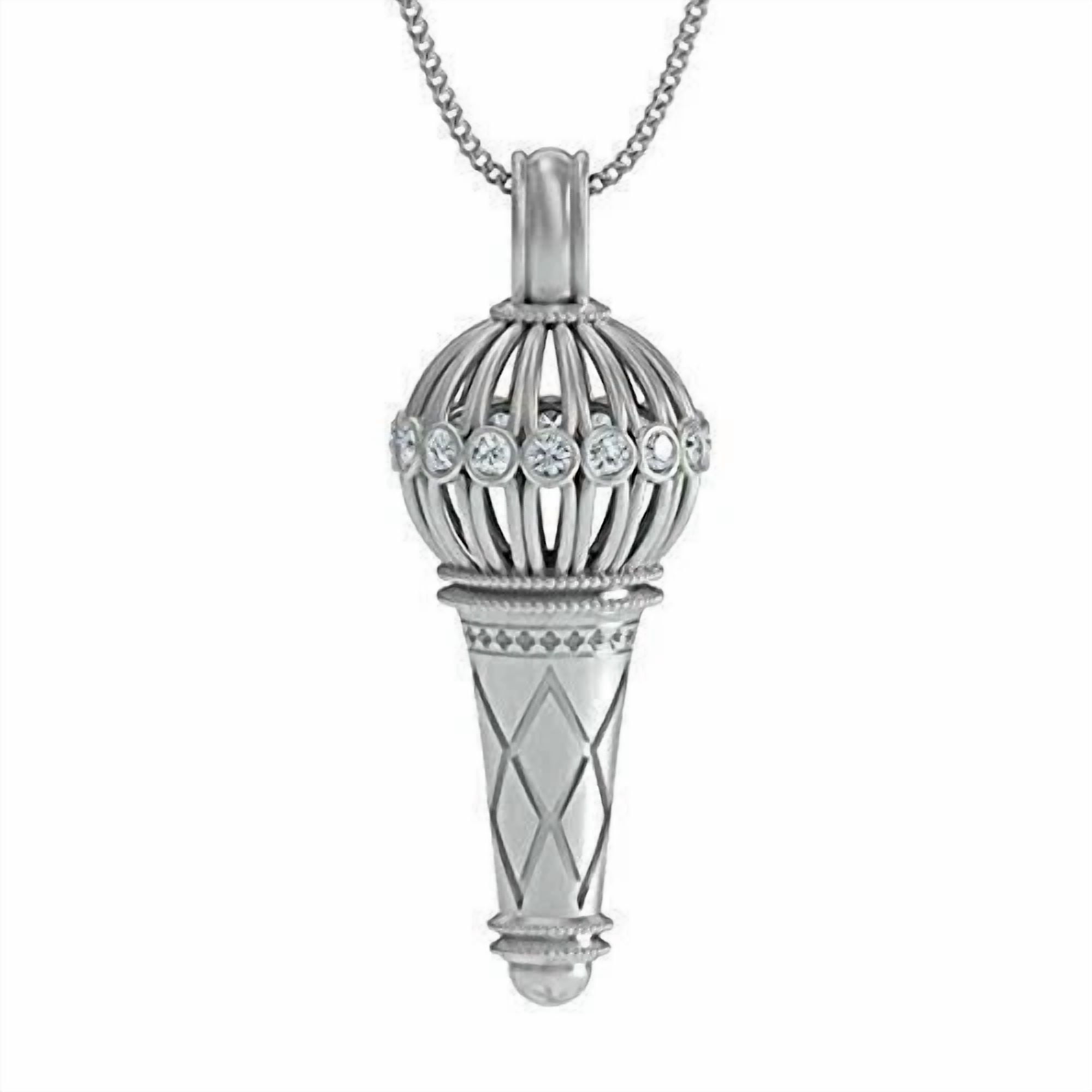 2 Ct Round Cut Lab-Created Diamond Hanuman Gada Pendant 14k White Gold ...