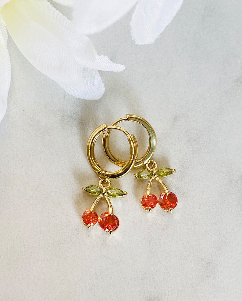 2 Ct Round Cut Lab-Created Red Garnet 14K Yellow Gold Plated Cherry Dangle Earrings - Walmart.com