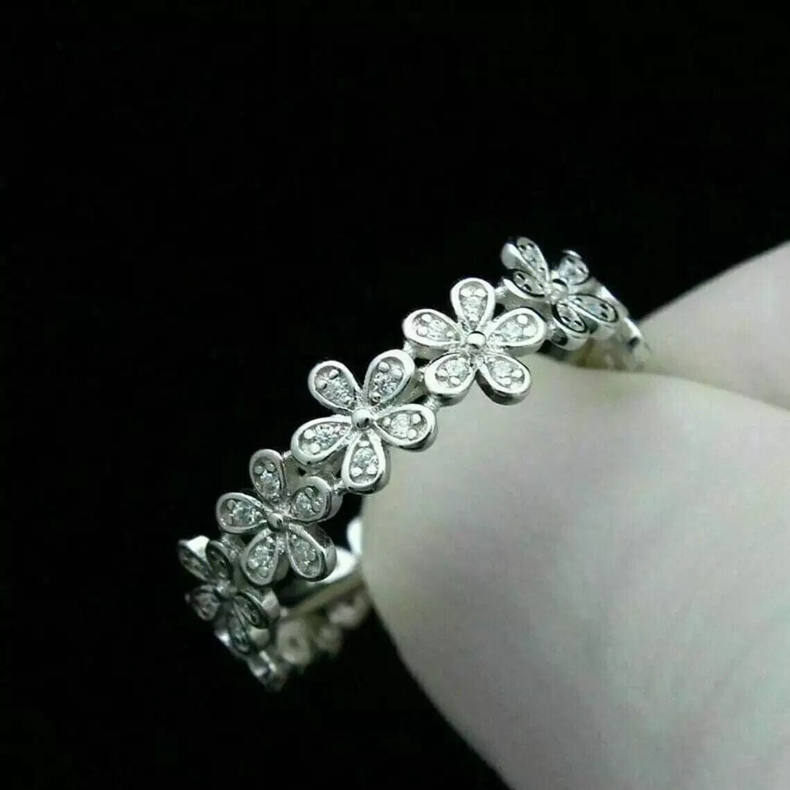 2 Ct Round Cut Simulated Diamond Eternity Engagement Ring 14K White ...