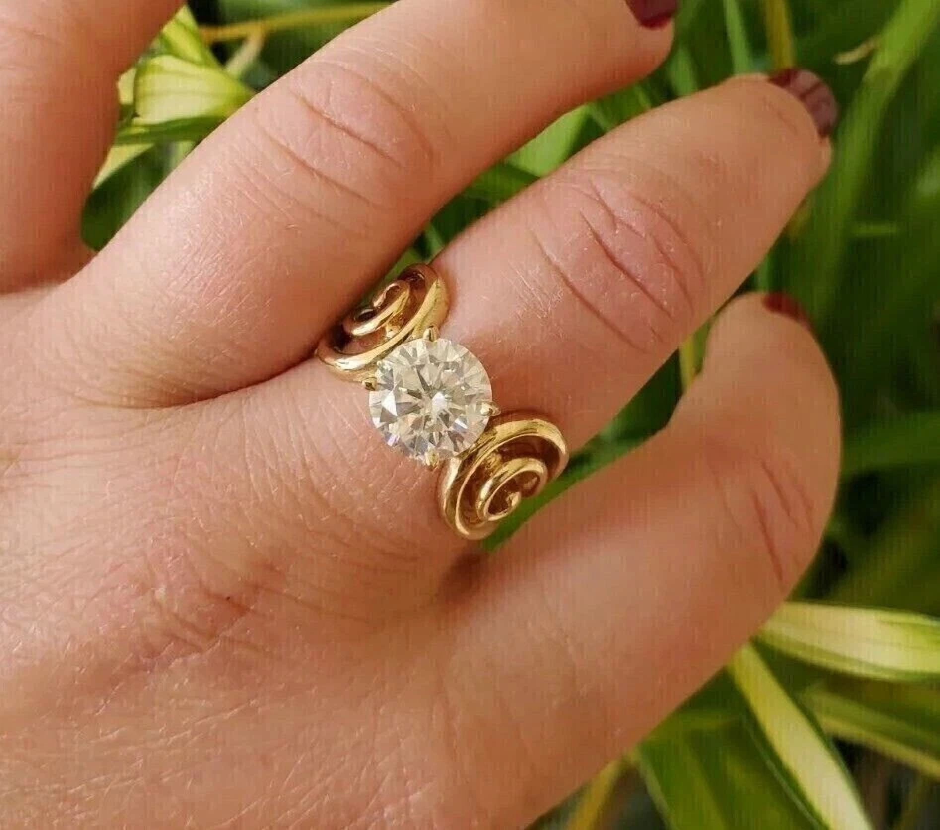 2 Ct Round Cut Simulated Diamond Solitaire Wedding Engagement Ring 14K ...