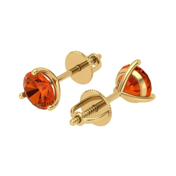 2 Ct Round Cut Studs Red Crystal 14K Yellow Solid Gold Everyday Dainty ...