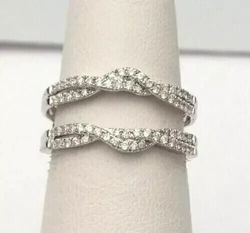 2 Ct Round Lab Created Diamond Wrap Enhancer Guard Ring 14k White Gold ...