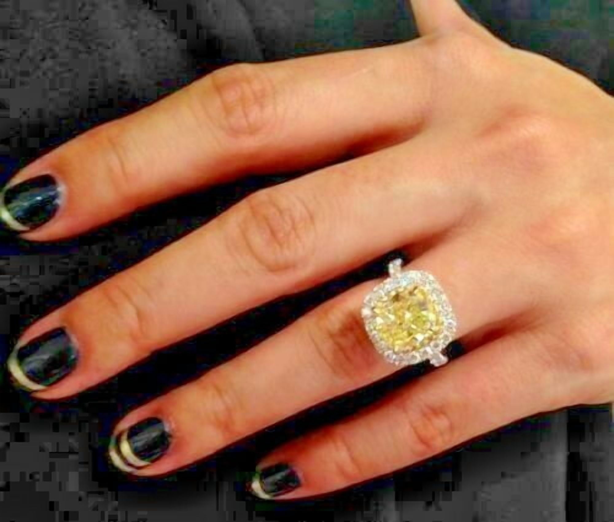 2.Ct Yellow Citrine Cushion Cut Simulated Weeding Ring 14K White Gold ...