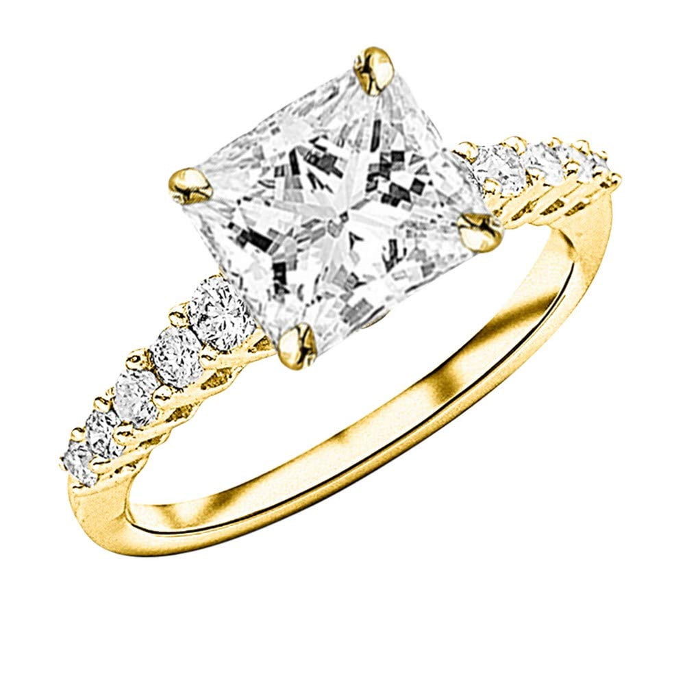 2 Ctw 14K Yellow Gold Graduating Single Row Side Stone GIA Certified ...