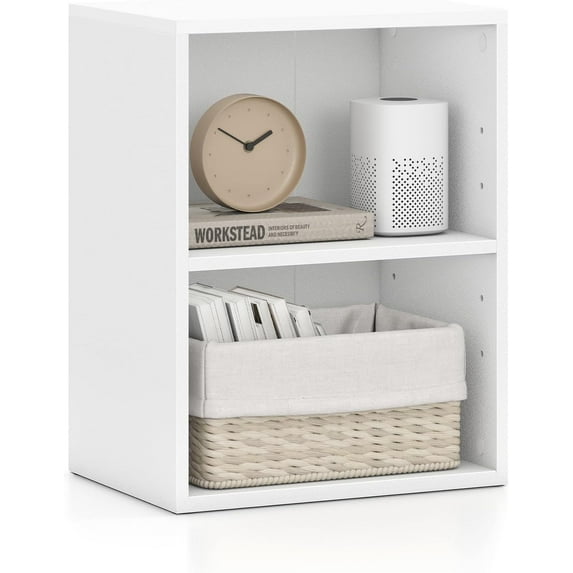 2 Cube Bookcase, 2-Tier Book Shelf with 5 Position Adjustable Shelf ...