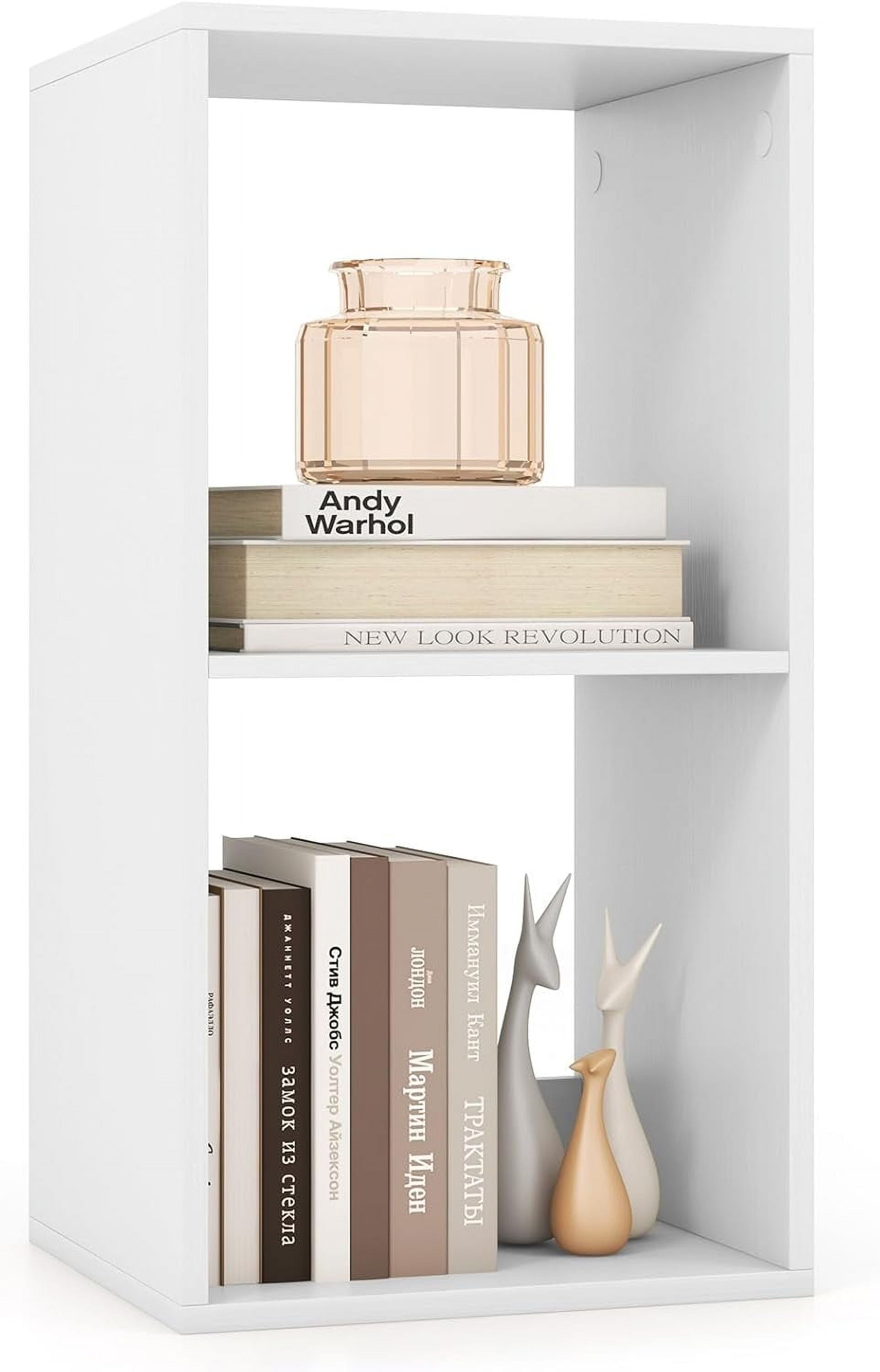 2-Cube Bookcase, 3-Tier Bookshelf with Open Compartments, Freestanding ...