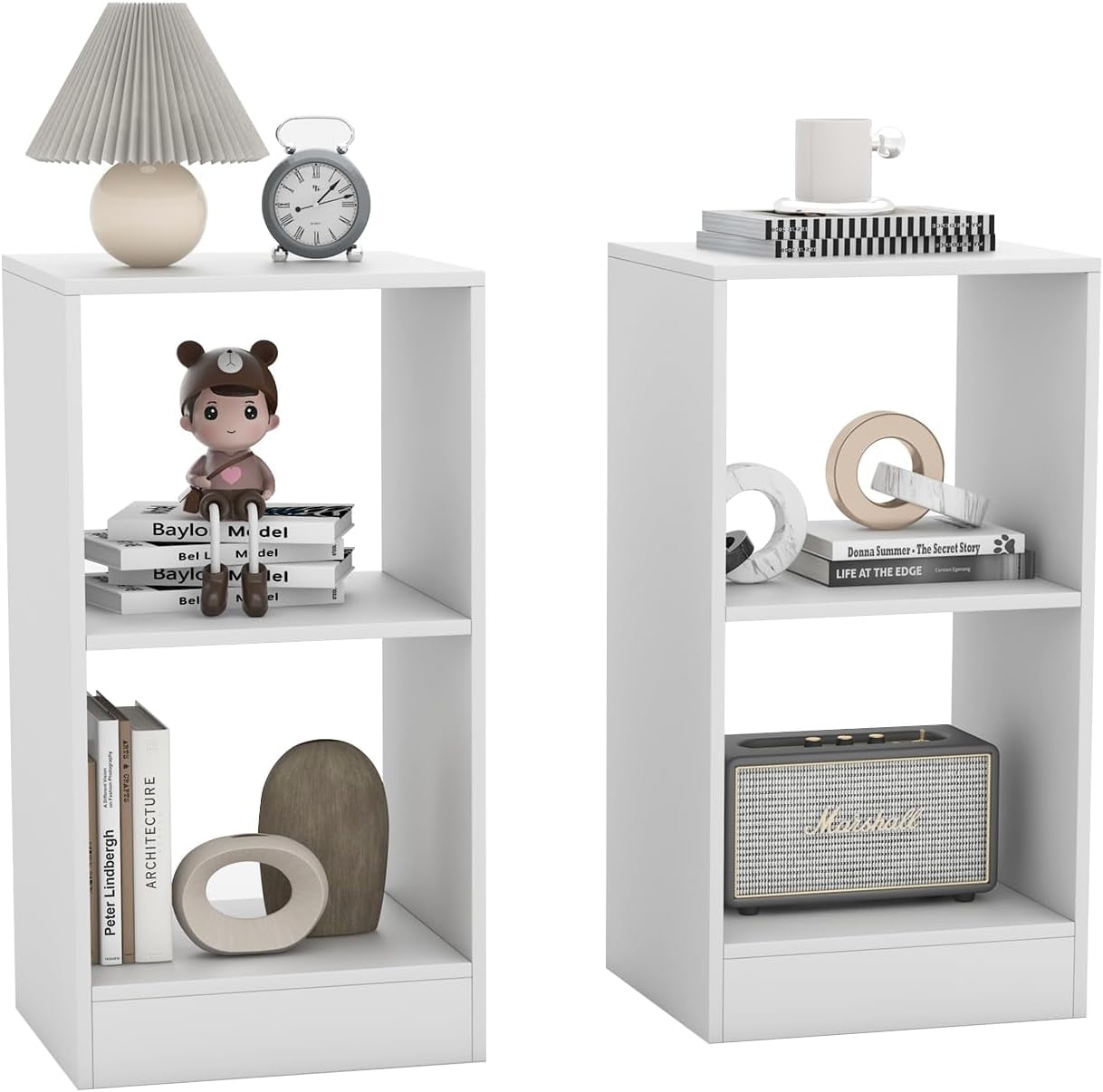 2 Cube Bookcase Set of 2, 2 Shelf Cube Bookshelf with Anti-toppling ...