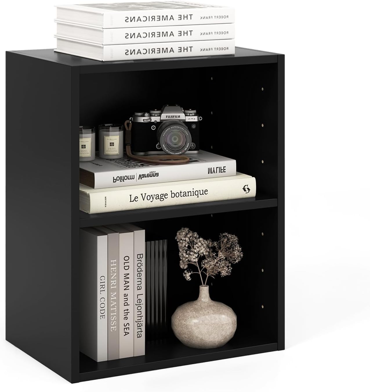 2 Cube Shelf, Wood Cubby Storage Organizer, 2 Shelf Bookcase with ...