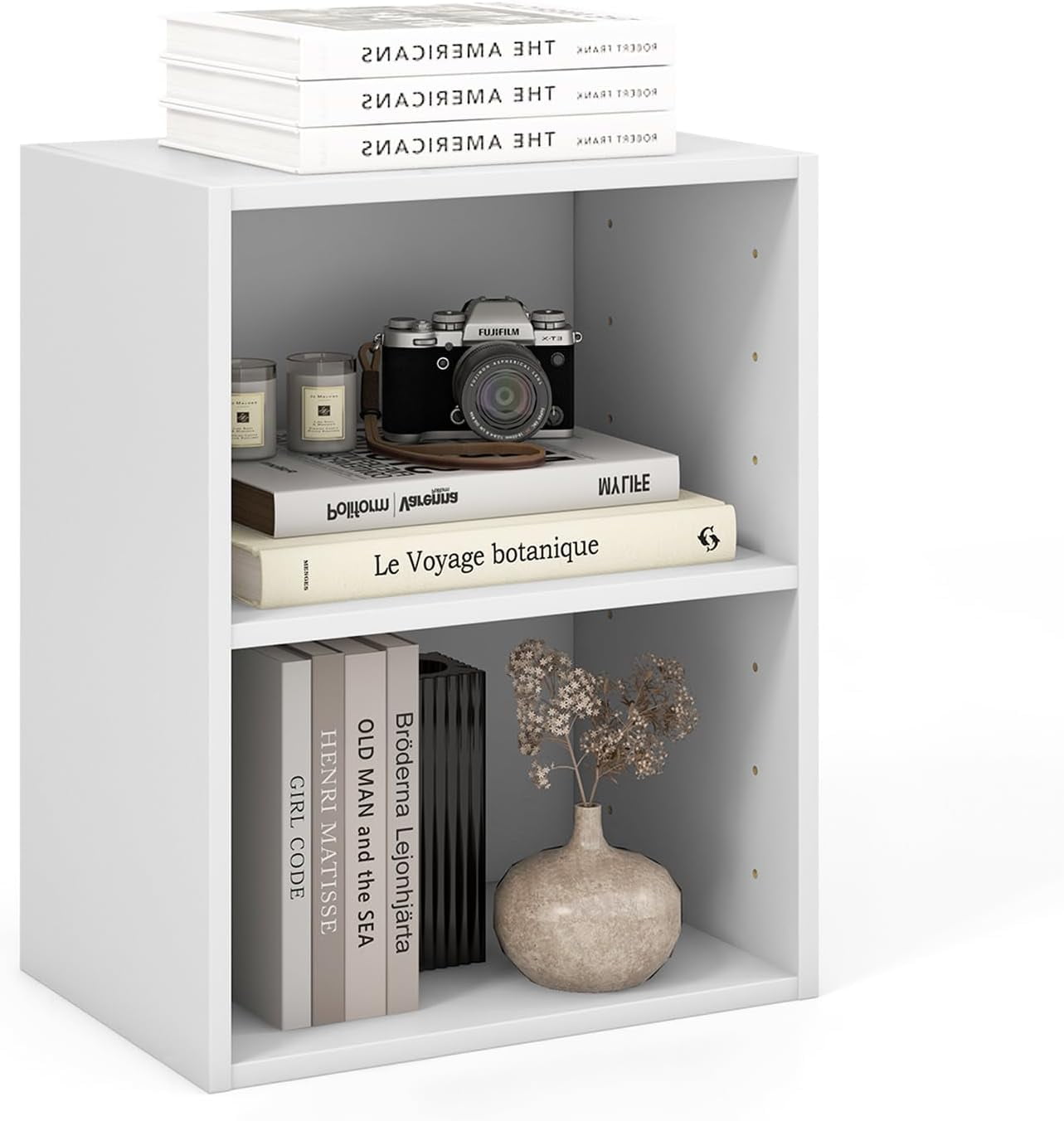 2 Cube Shelf, Wood Cubby Storage Organizer, 2 Shelf Bookcase with ...