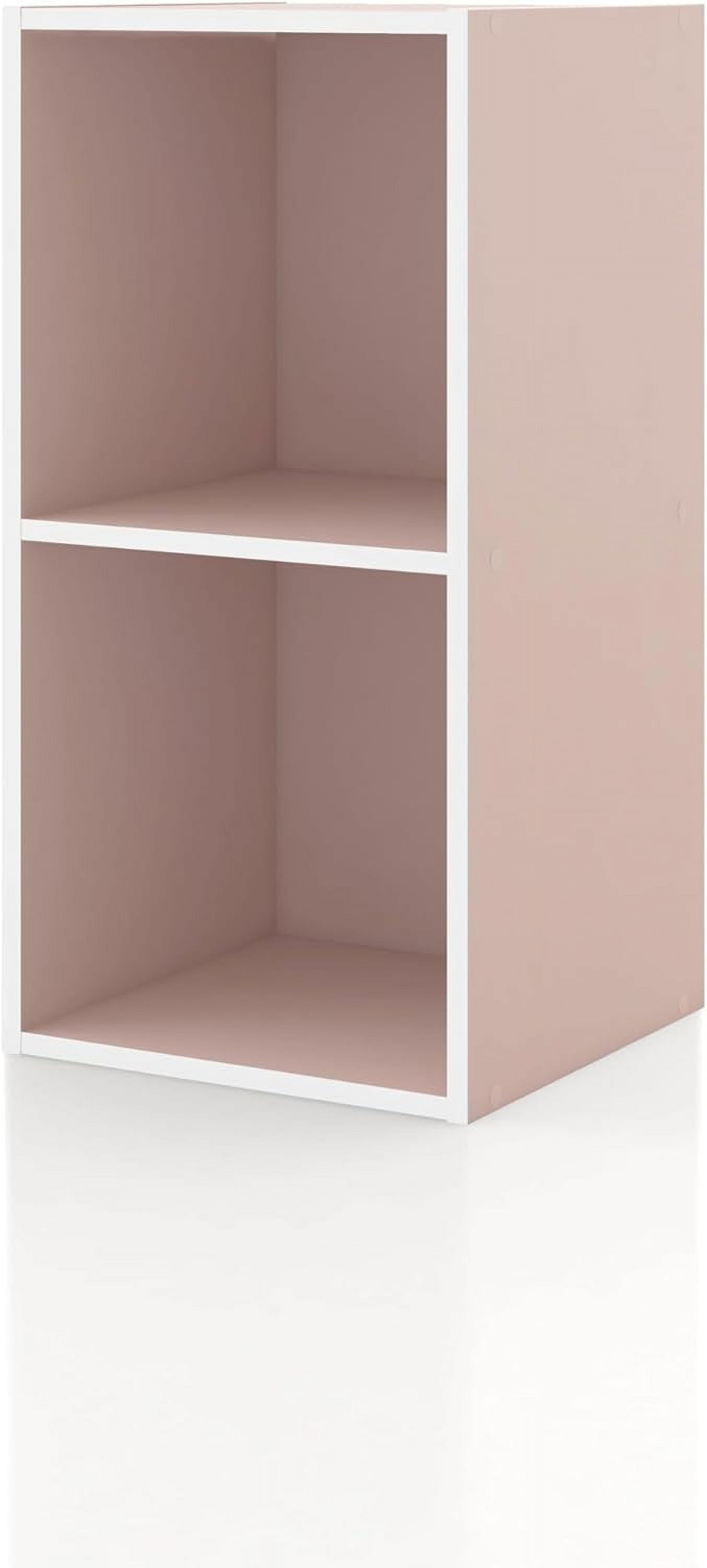 2 Cube Storage Organizer Shelves, Stackable Wood Bookcase Fits Cubby ...