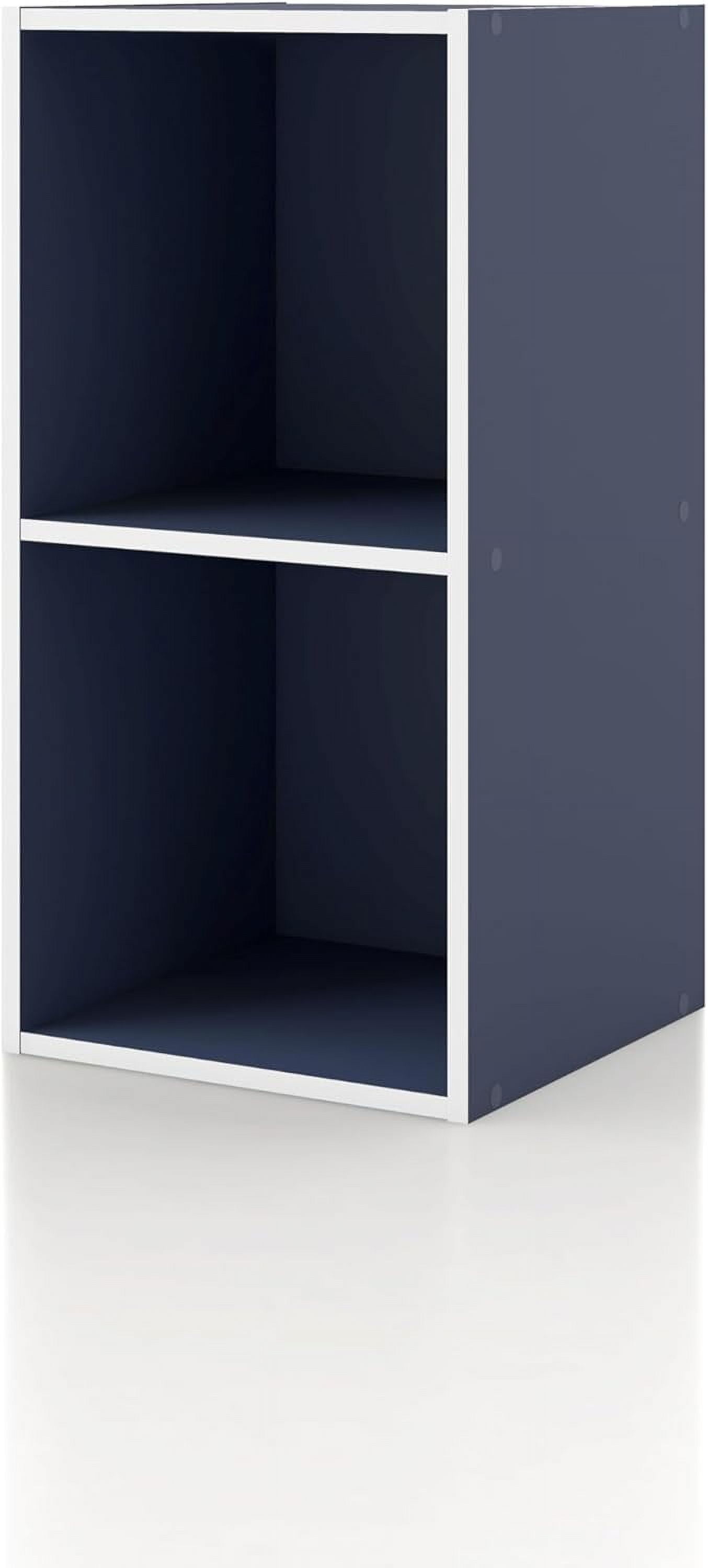 2 Cube Storage Organizer Shelves, Stackable Wood Bookcase Fits Cubby ...