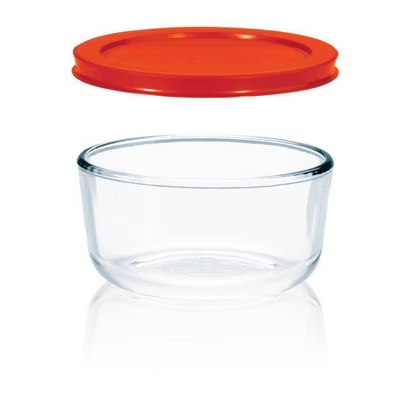 2 Cup 6pc Round Glass Food Storage Value Pack Red: Glass Storage ...
