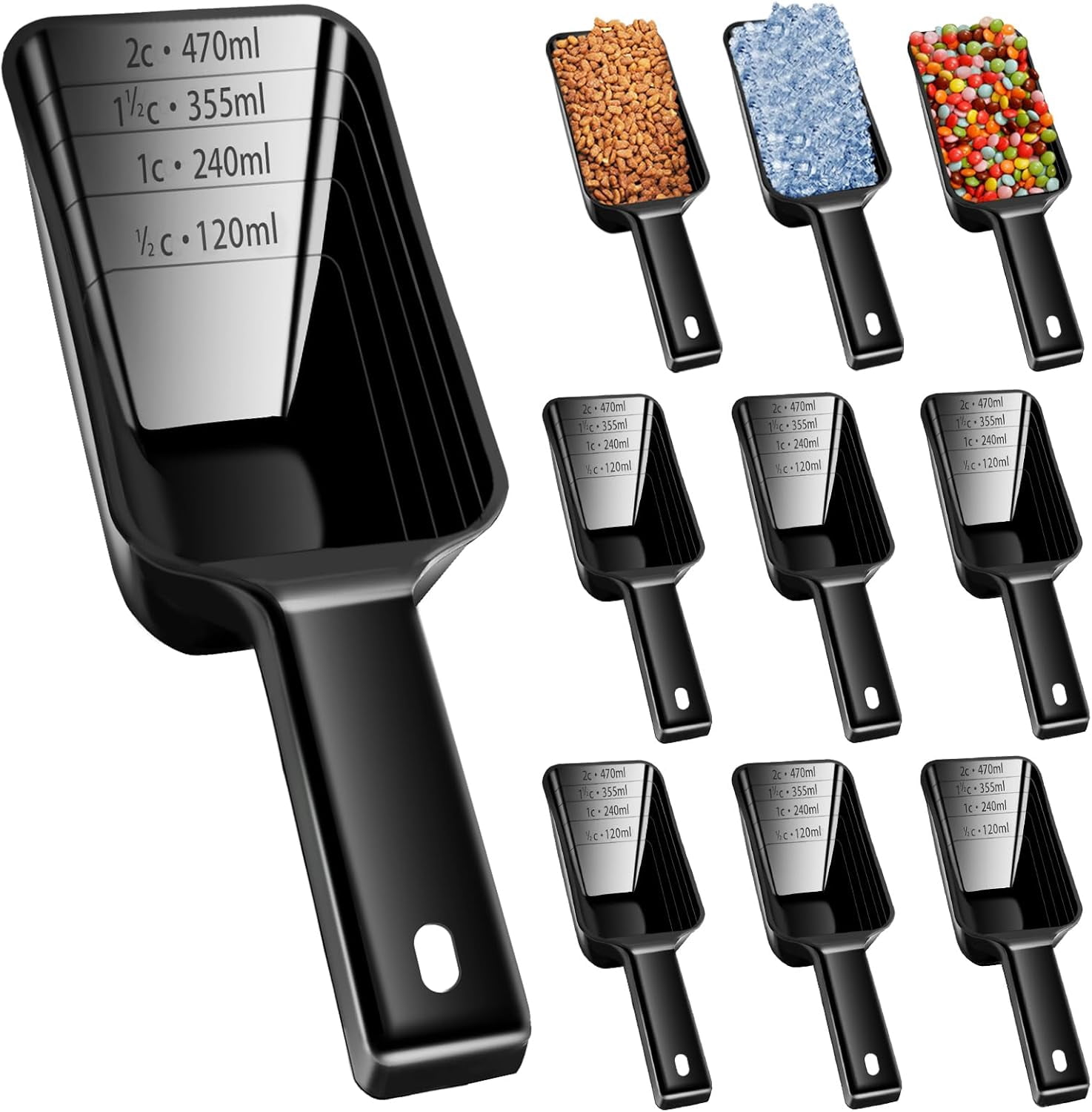 2 Cup Dog Food Scoop, 10 Pack Pet Food Scoop with Measuring Lines for ...