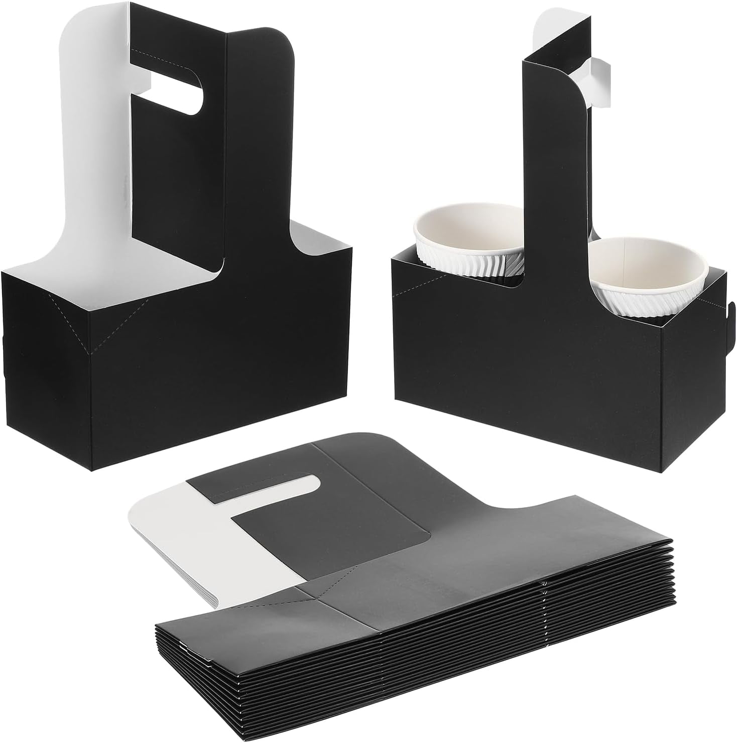 2 Cup Drink Carrier with Handle,10 Pack Kraft Paperboard to Go Coffee ...