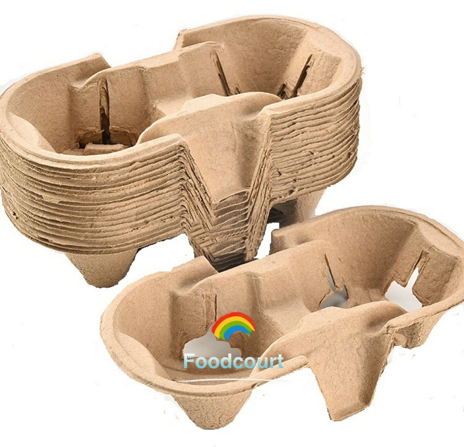 2 Cup Drink Cup Carrier, Cup Holder, Cup Carry Tray Biodegradable Pulp ...
