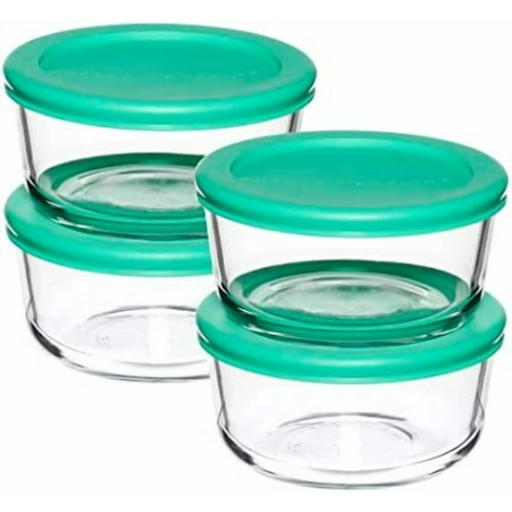 2 Cup Glass Storage Containers with Lids, Set of 4 Glass Food Storage ...