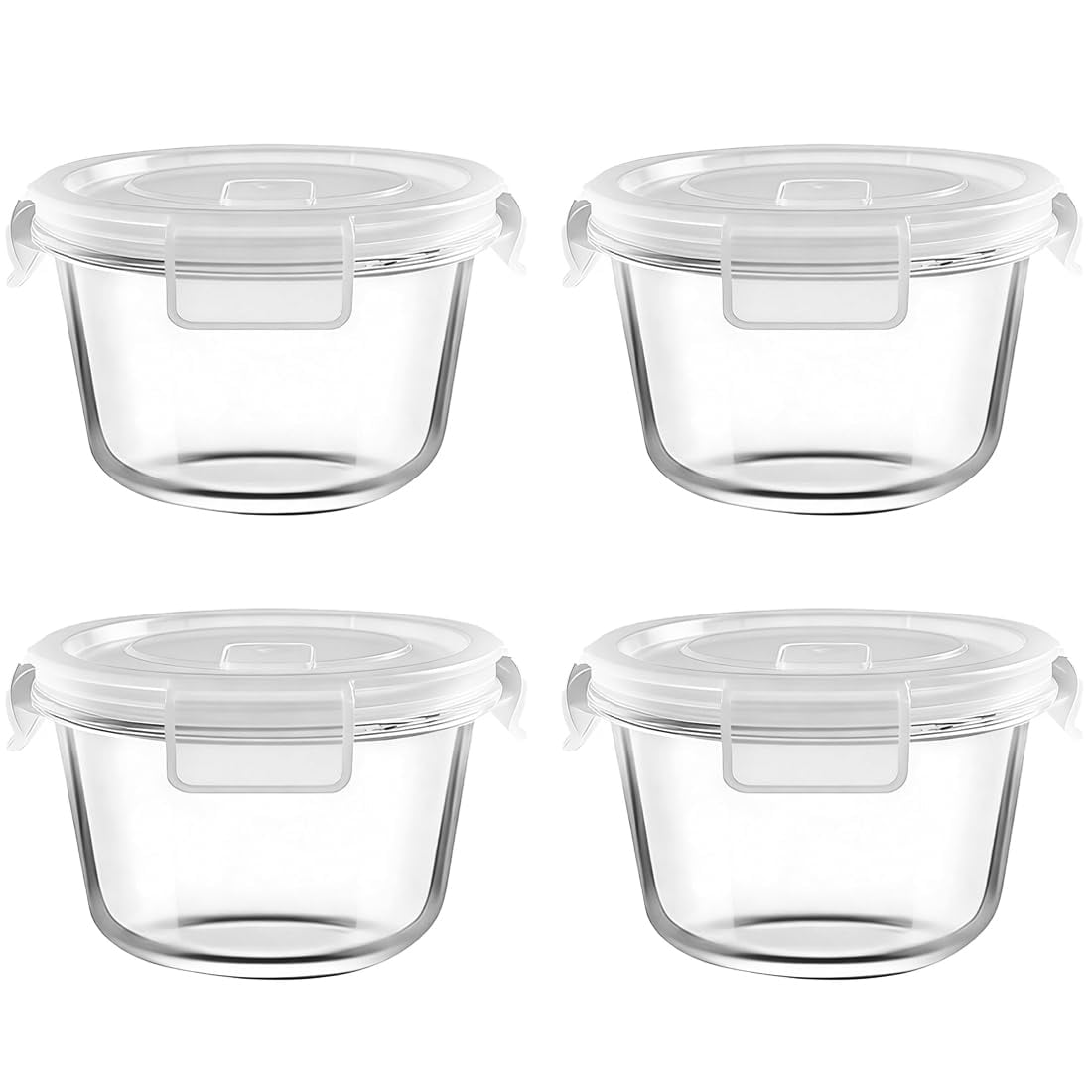 2 Cup Round GlFood StorContainers With Airtight Lids 16oz Soup ...