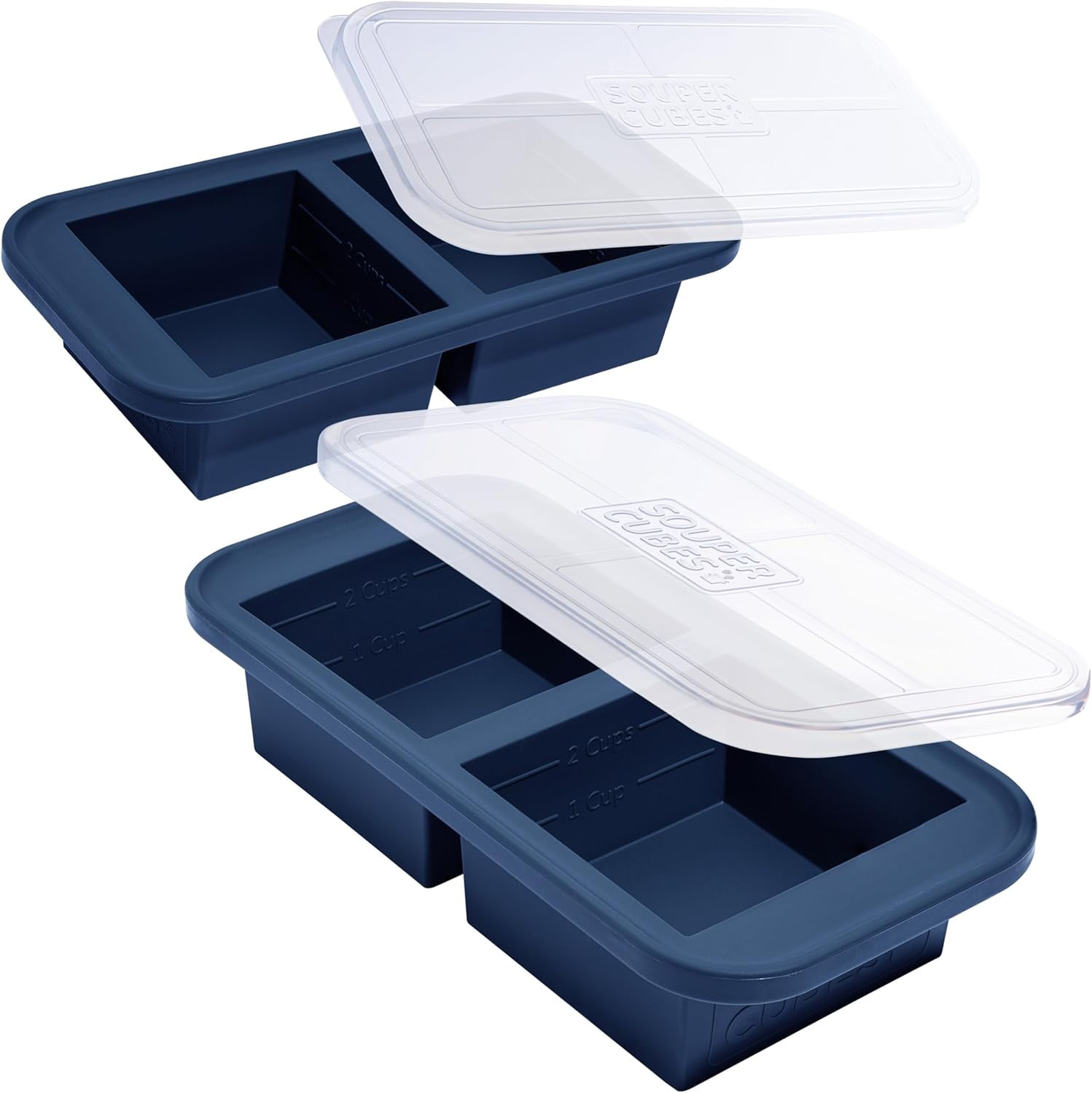 2 Cup Silicone Freezer Molds with Lids – Soup Cubes for Freezing ...