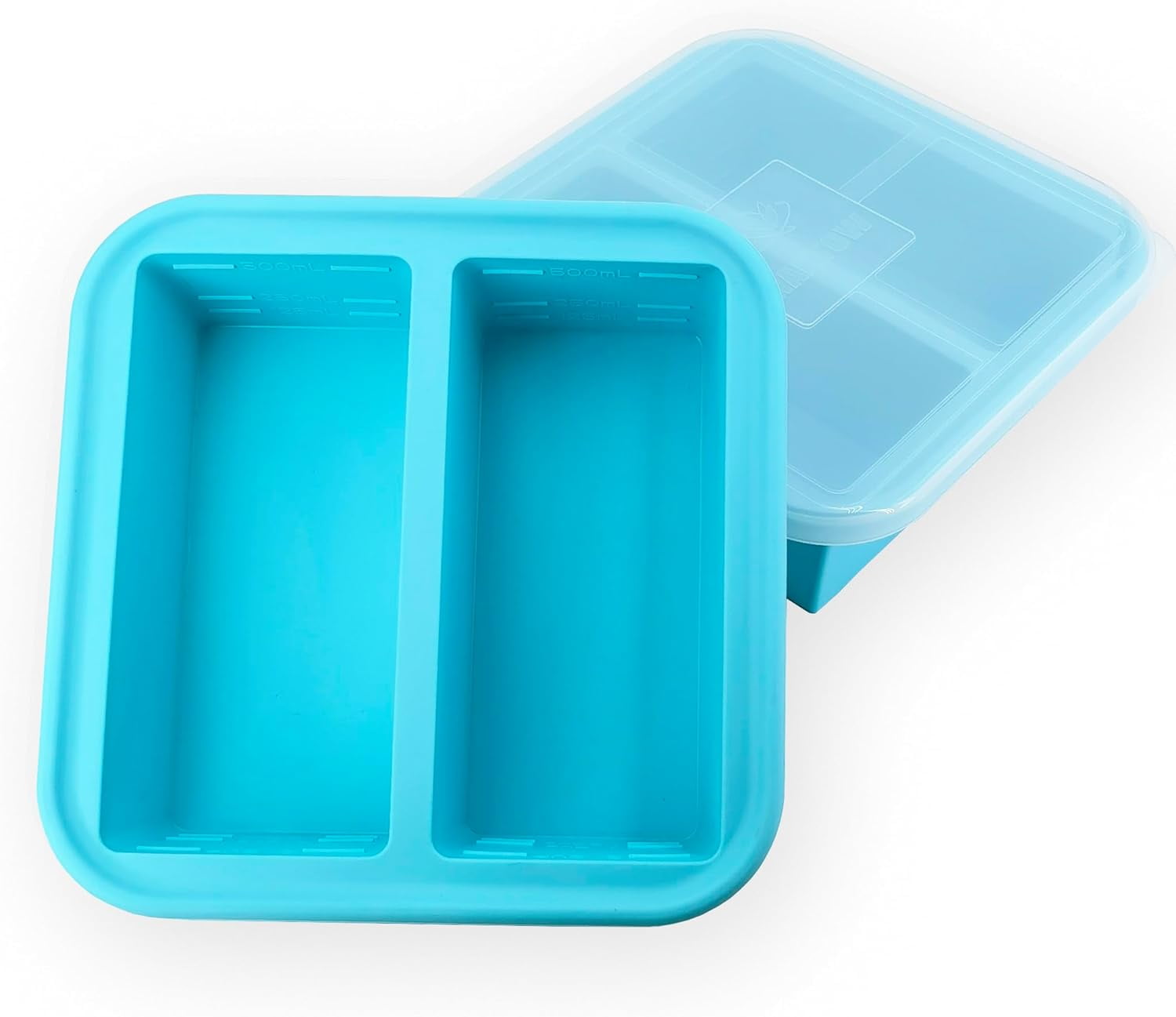 2-Cup Silicone Freezer Tray with Lid - 2 Pack - Make 4 Perfect 2-Cup ...