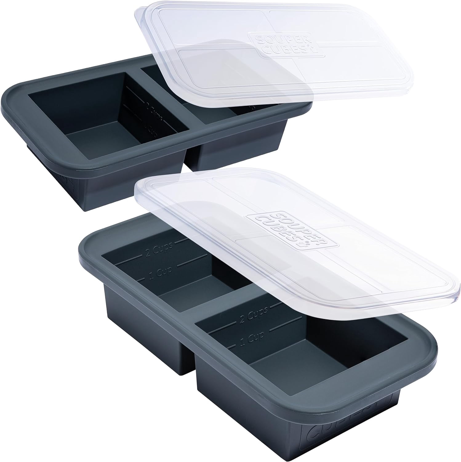 2 Cup Silicone Freezer Tray with Lids, Perfect for Storing Lasagna ...