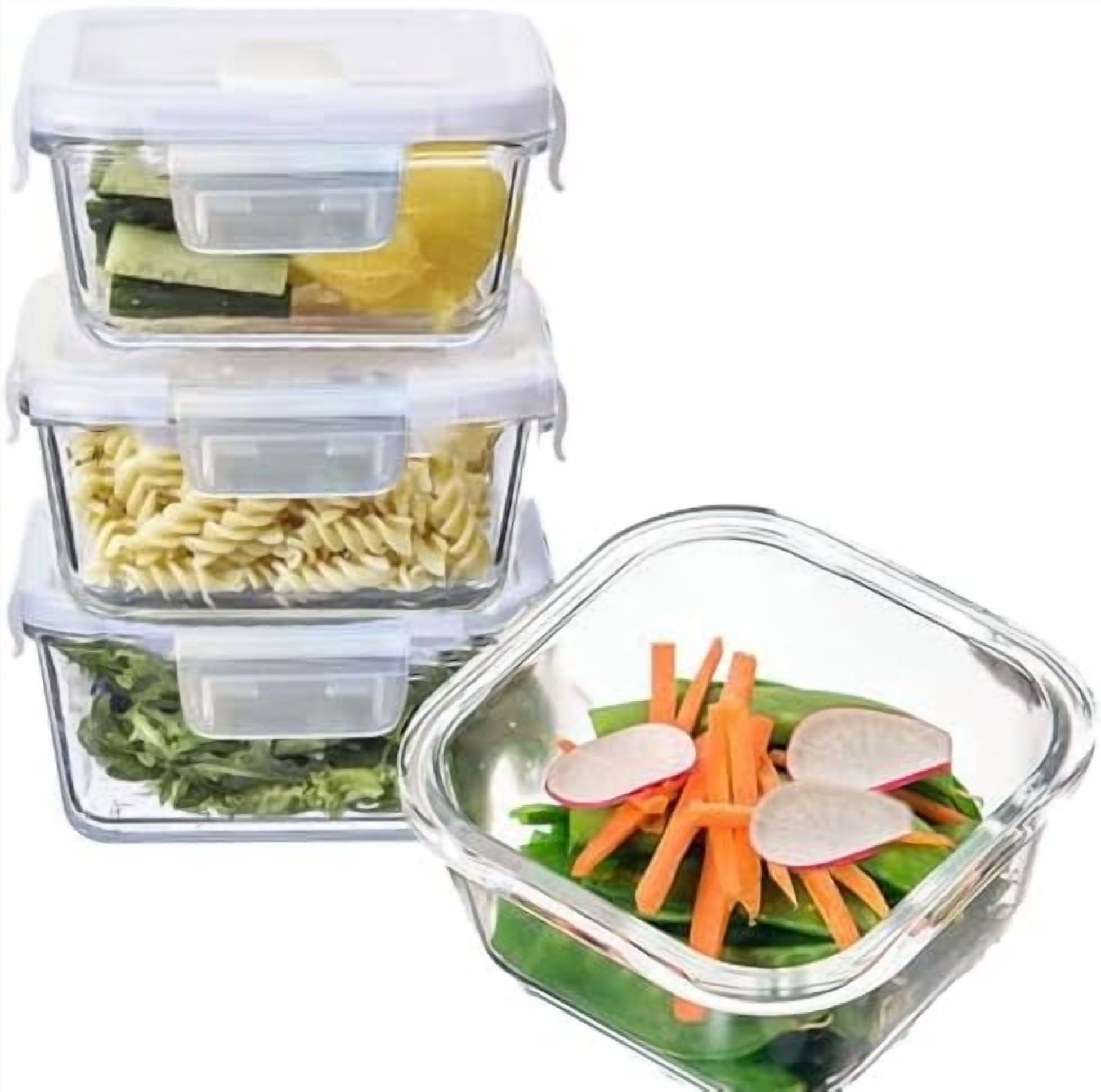 2 Cup Square Glass Food Storage Containers, Small Square Storage ...
