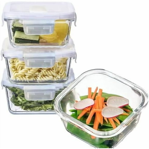 2 Cup Square Glass Food Storage Containers, Small Square Storage ...