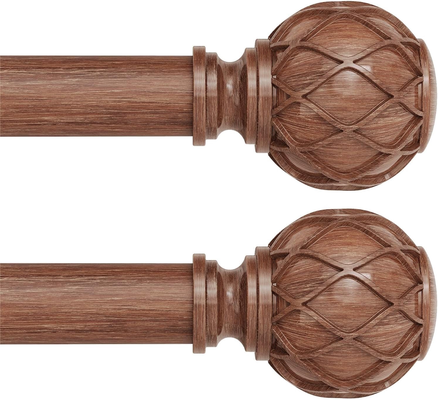 2 Curtain Rods, 1'' Decorative Adjustable Farmhouse Boho Curtain Rod ...