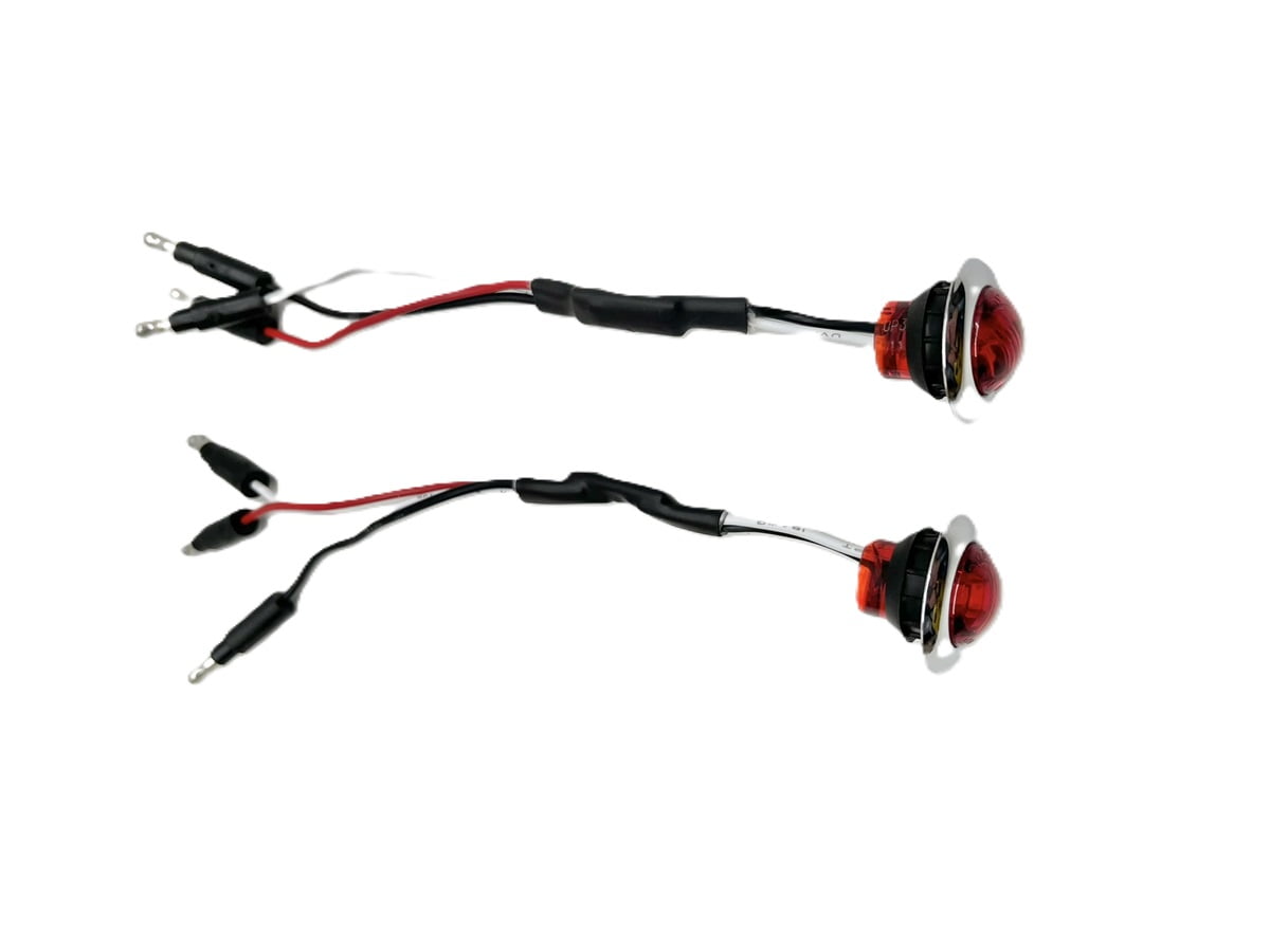 (2) Custom Mini 3/4" Round Red 3 LED Stop Turn Tail Lights /Grommets ...