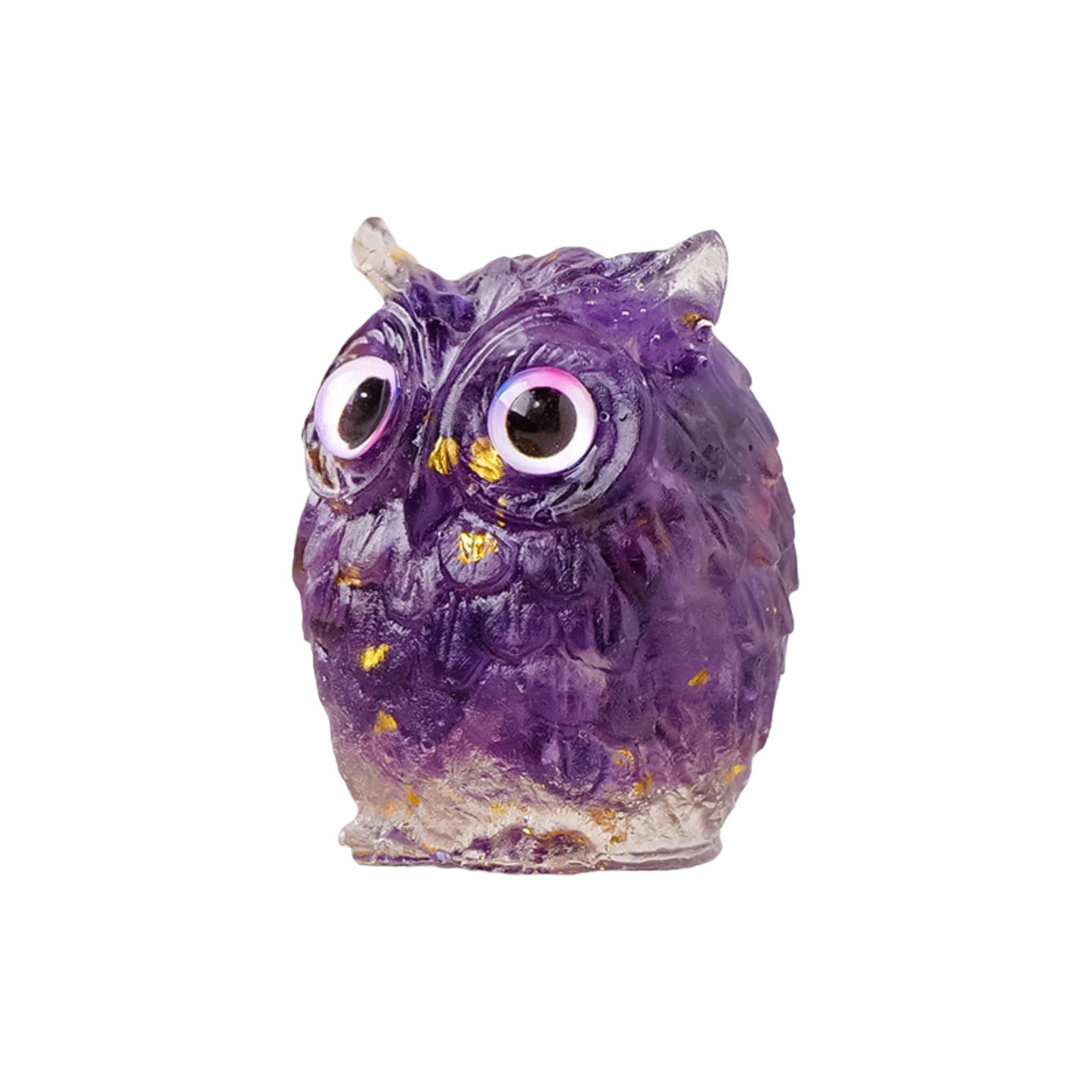2" Cute Mini Natural Owl Carving, Rainbow Shell Owl Statue Carved ...
