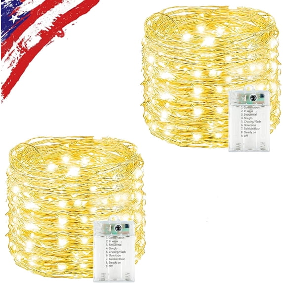 2 Cuttable Fairy Lights Operated, 20FT 120LED Twinkle Lights with Timer ...