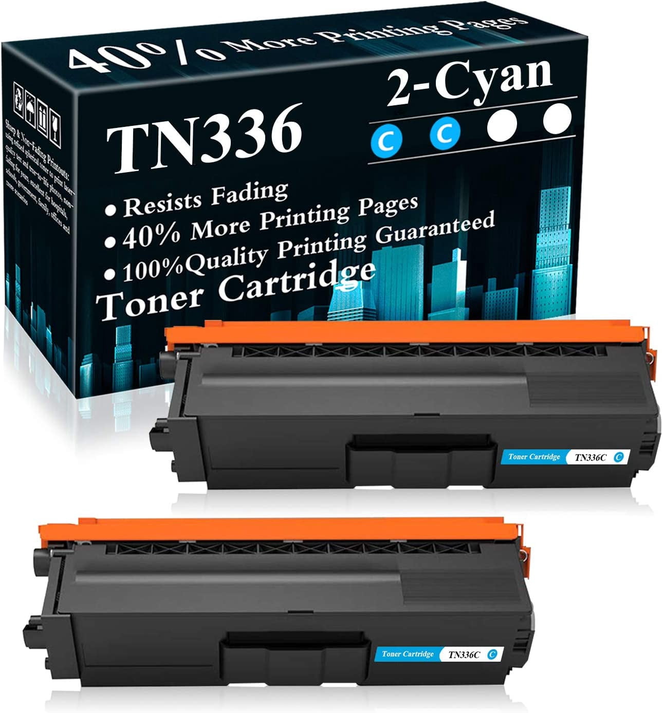 2 Cyan TN336 / TN336C Toner Cartridge Replacement for Brother MFC ...