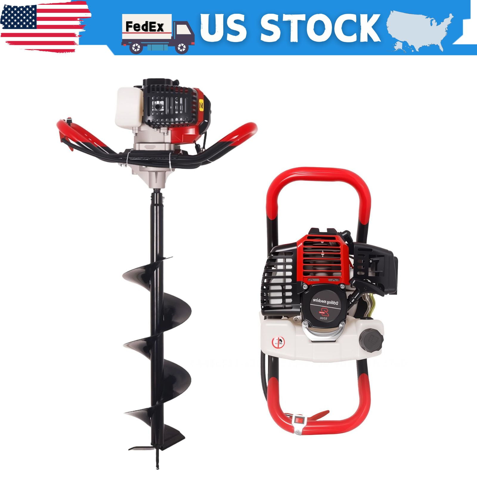 Gas Powered Earth Auger, 63CC Post Hole Auger, 2-Cycle Viper Engine ...