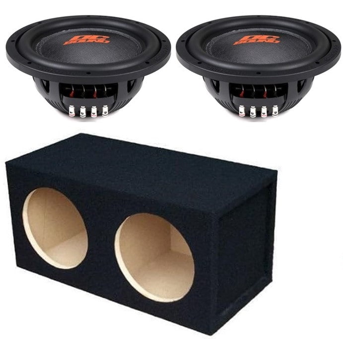 2 DC Sound DSW2500 12" Shallow-Mount Subwoofer 2500W DVC + Enclosure ...