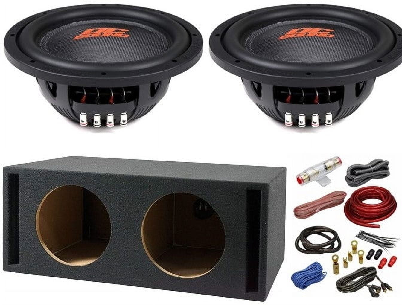 2 DC Sound DSW2500 12" Shallow-Mount Subwoofer 2500W + Ported Box + 4G ...