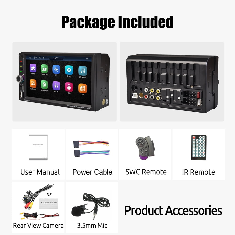2 DIN 7 Inch IPS Touch Screen Apple Carplay Android Auto Car Stereo Radio Multimedia MP5 Player ...