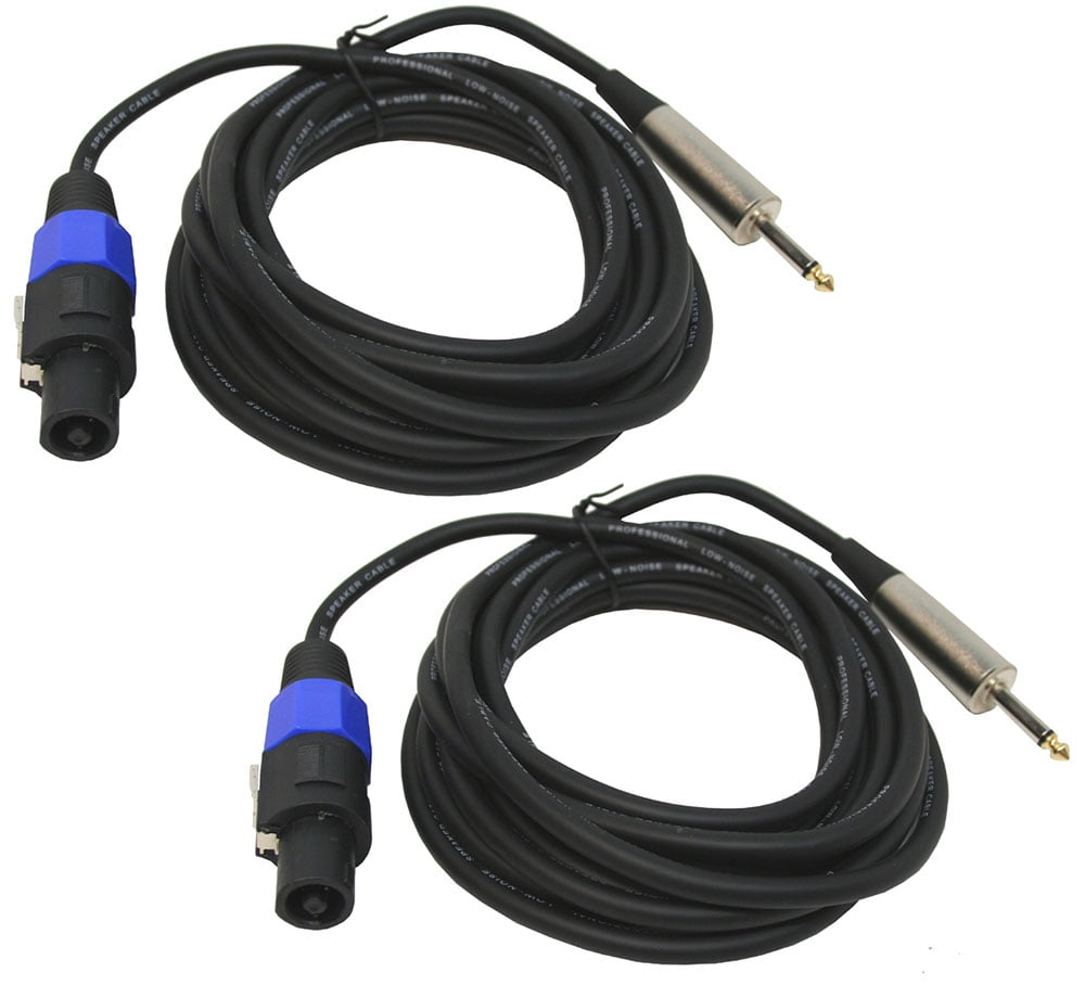 (2) DJ Pro Audio 15 Foot Speakon Male to 1/4" Jack PA Speaker Cable ...
