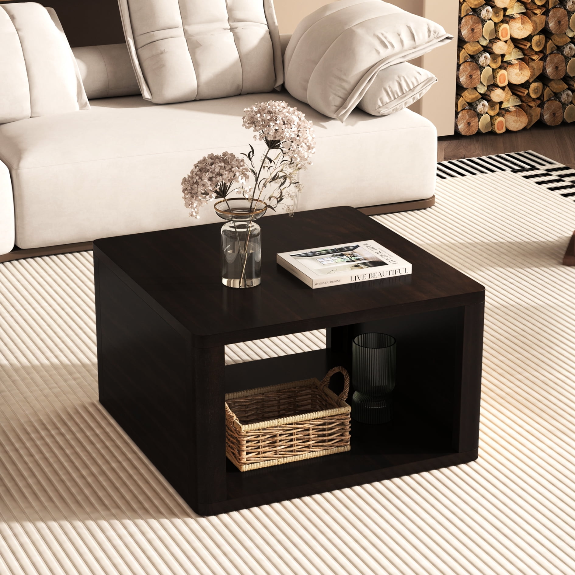 2 Dark Brown Center Table With Character And Spacious Storage Living ...
